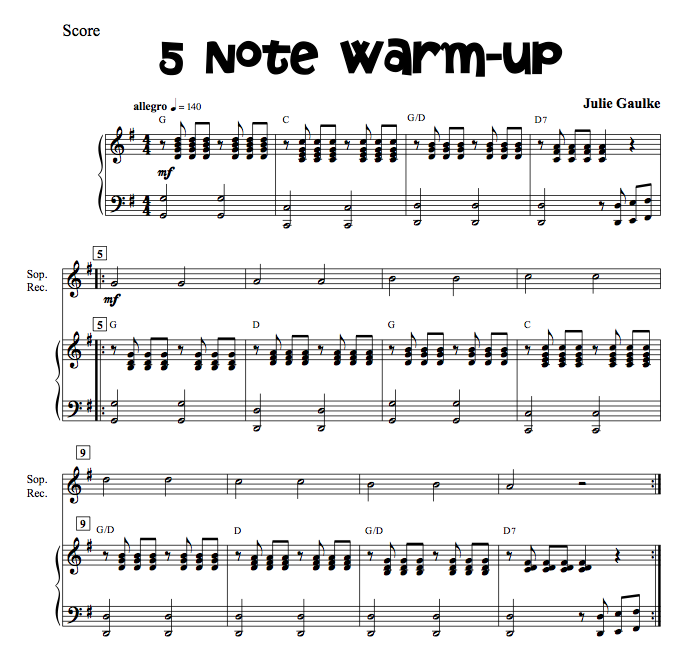 5 Note Warm-Up - Pianomom's Sheet Music