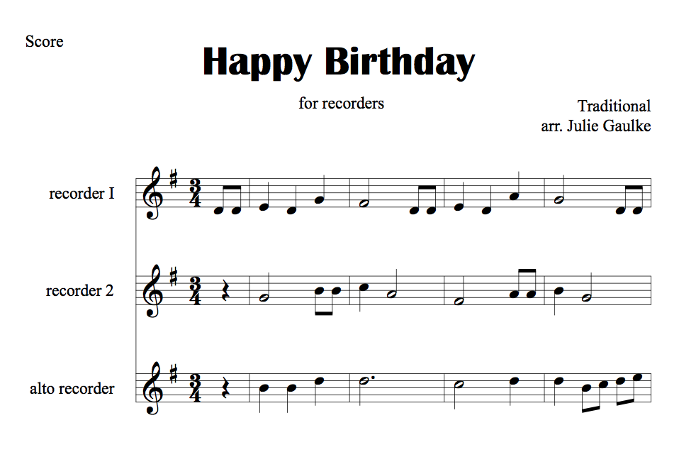 Happy Birthday - recorders - Pianomom's Sheet Music